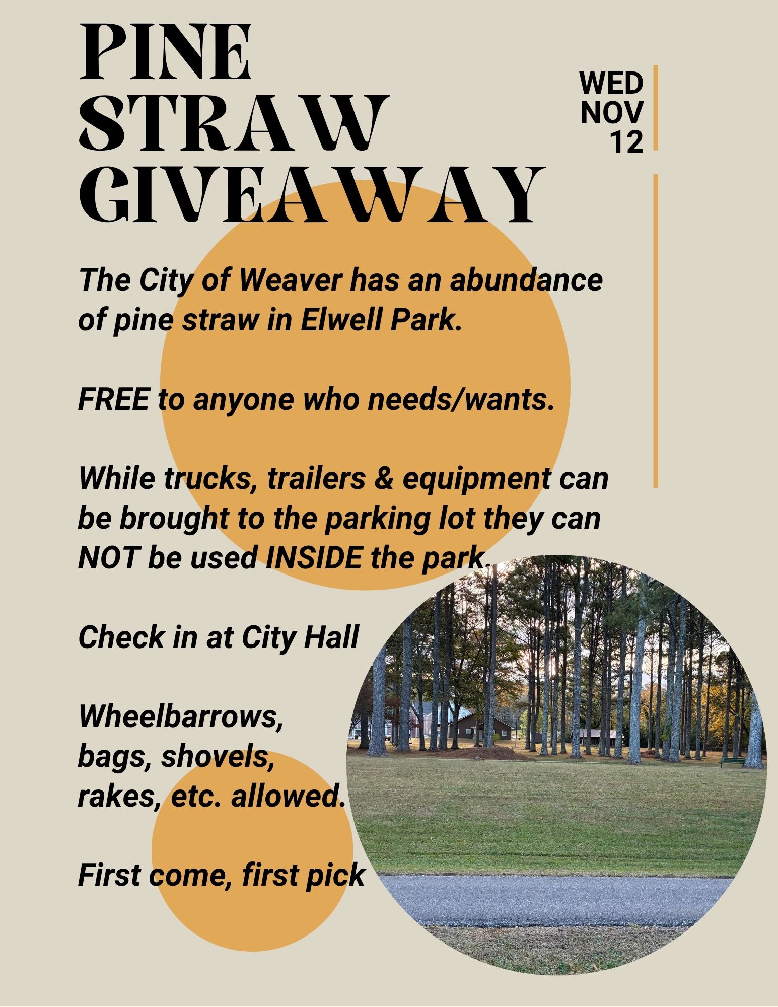 Pine Straw Giveaway - The City of Weaver Alabama